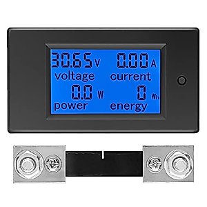 DC Multifunction Battery Monitor Meter, 6.5-100V, 0-100A (Widely Applied to 12V/24V/48V RV/Car Battery) LCD Display Digital Current Voltage Solar Power Meter Multimeter Voltmeter Ammeter