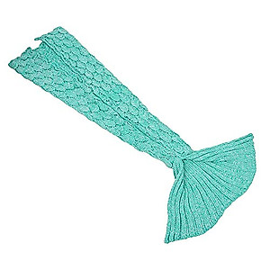AmyHomie Mermaid Tail Blanket, Soft Crochet Sleeping Bag Blanket for Kids Adults, Mermaid Gift for Girls(ScaleMint,Kids)