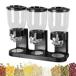 Cereal Dispenser Countertop Indispensable Dry Food Dispenser Triple Food Dispenser Cereal Containers Storage Rice Candy Dispenser Machine for Trail Mix Nut Grain Beans Rice Snack Granola