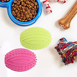 UEETEK 4 Pcs Pet Dog Ball Fetch Ball Chew Toys,Rubber Rugby Ball Football for Small Dogs