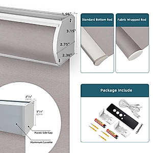 WEFFORT Motorized Shades 50% Blackout Smart Blinds Work with HomeKit Alexa Google Home Electric Blinds with Remote Control for Windows Shade for Smart Home, PVC FREE SUNSCREEN Stone