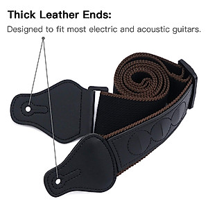 tifanso Guitar Strap, Soft Cotton Straps With 3 Pick Holders, Strap Button Headstock Adaptor, 1 Pair Locks and 3 Picks Set For electric/Acoustic Guitar
