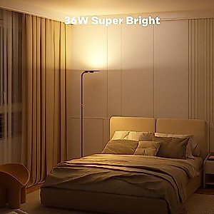 SIBRILLE 36W LED Floor Lamp, Super Bright Standing Lamp, Modern Stepless Dimmable Torchiere Tall Lamp with Remote Control, Rotatable Reading Floor Lamps for Living Room, Bedroom, Office