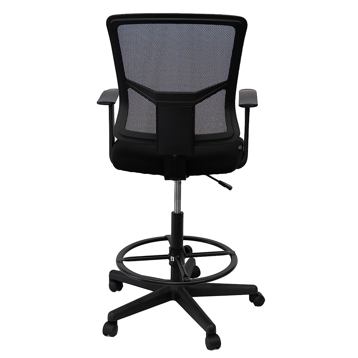 Stand Up Desk Store Sit to Stand Drafting Task Stool Chair for Standing Desks with Adjustable Footrest and Armrests (Black)