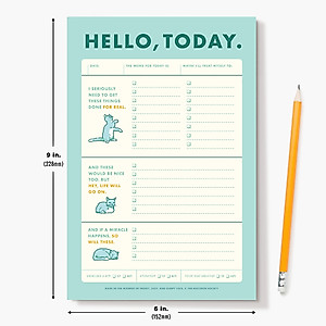 Curious Charts Commission Hello, Today - To Do List Pad - Kitty - 6 x 9 inches
