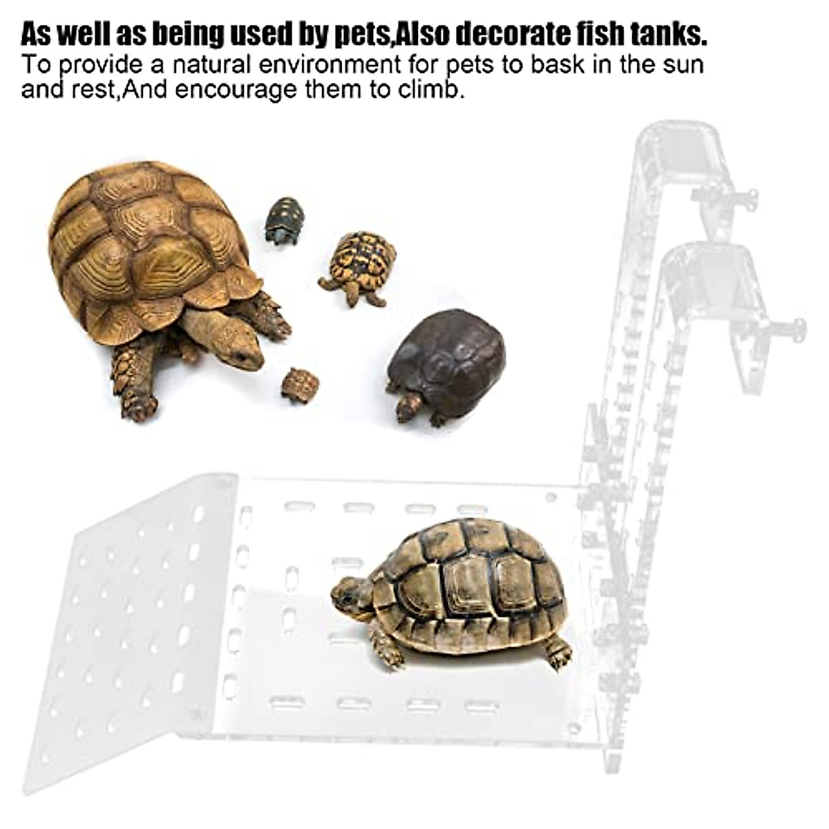 Turtle Basking Platform, Transparent Tortoise Resting Terrace Aquatic Reptile Basking Platform Turtle Hanging Ramp Climbing Shelf for Aquarium(TC)