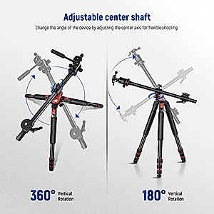 NEEWER 73.6" Horizontal Tripod with Multi Angle Center Column, Ball Head & Central Axis Platform, Heavy Duty Aluminum Camera Tripod Monopod 360° Pan 180° Tilt for Overhead/Macro Shots, Max Load 22lb
