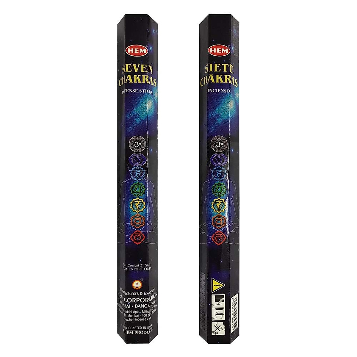 Hem 7 Chakra Incense Sticks Agarbatti Masala Quality Incense Hand Rolled in India for Healing Meditation Yoga Relaxation Prayer Peace (6)
