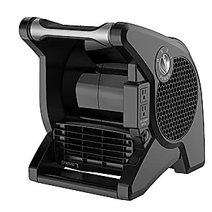 Lasko High Velocity Max Performance Pivoting Utility Blower Fan, for Cooling, Ventilating, Exhausting and Drying, Home, Job Site, 2 AC Outlets, Circuit Breaker with Reset, 3 Speeds, 14", Black, U15617