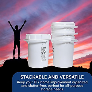 5 Gallon Food Grade Storage Container with Screw Lid - Durable Plastic for All-Purpose Storage - Pack of 2 - Air-Tight Design with Child Resistant Button ensures Safety. Perfect for Food Safe Buckets