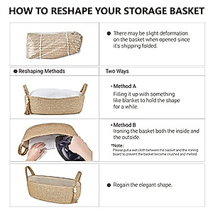 Mkono Small Storage Basket for Toilet Tank Top Boho Bathroom Decor Jute Rope Toilet Paper Tray Back of Toilet Organizer for Shelf Bedroom Living Room, Jute, 1 Pack, 13" L x 6" W