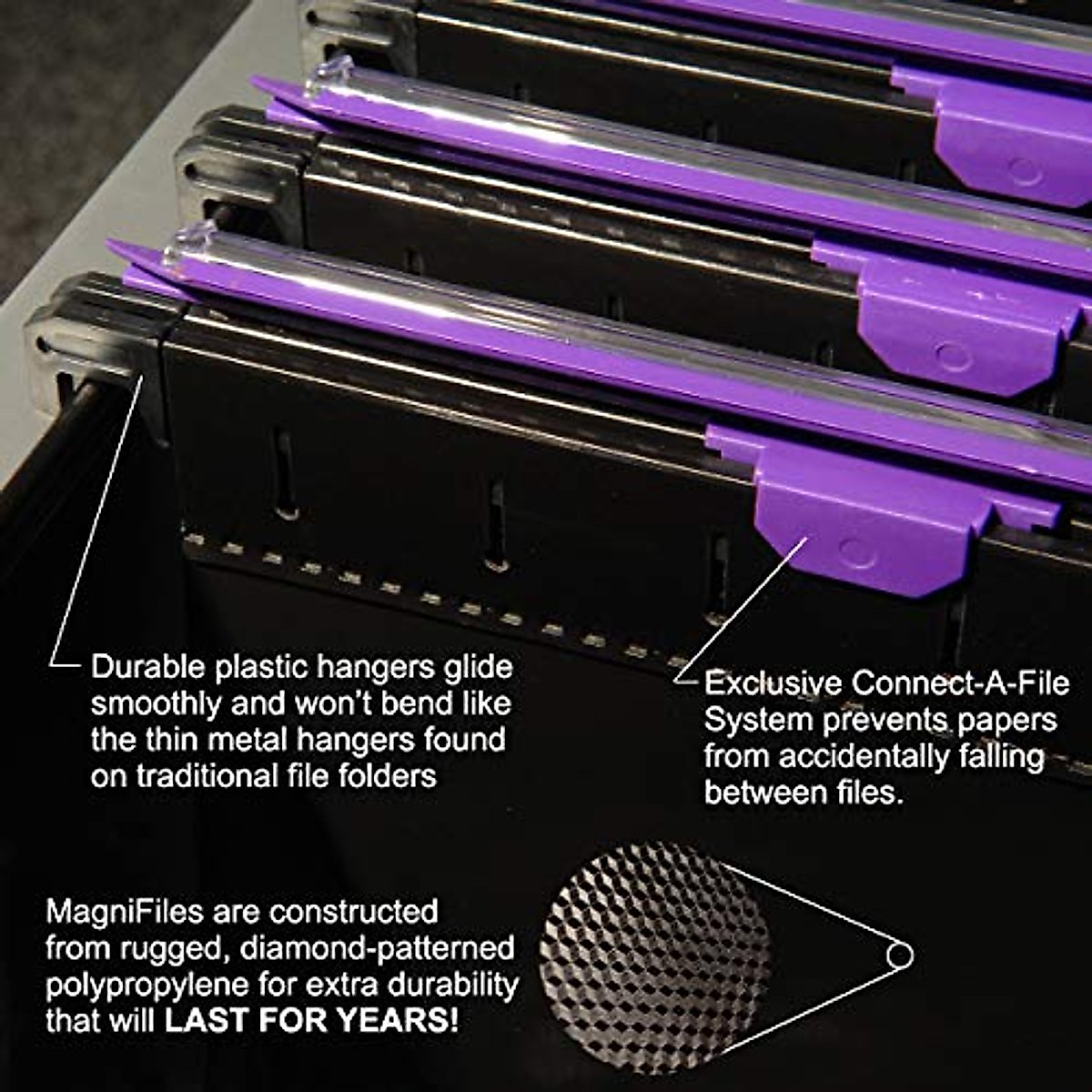 Ultimate Office MagniFile Hanging File Folders V Base Letter Size with 11 inch Magnified Indexes That Double The Size of Your File Titles to Find Files Fast. (Set of 5 Assorted)
