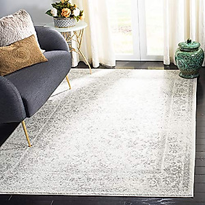 SAFAVIEH Adirondack Collection Area Rug - 9' x 12', Ivory & Silver, Oriental Distressed Design, Non-Shedding & Easy Care, Ideal for High Traffic Areas in Living Room, Bedroom (ADR109C)