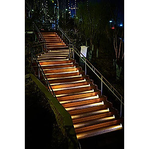 ZONGXFF LED Solar Stair Light, Outdoor Step Light, Solar Step Light Outdoor Waterproof, Wiring-Free, Automatic on/Off, Warm White 2-Piece Light All Night for Garden Driveway