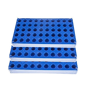 5 Packs Vial Rack,Single Blue Holds 50 Standard 12mm 2ml Vial, Plastic Centrifuge Tube Rack Holder