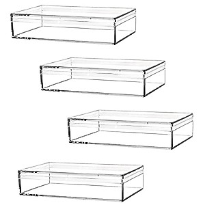 dedoot Clear Acrylic Box with Lids, 4 Pack 4.3x2.7x1 Inch Clear Acrylic Plastic Square Cube Storage Candy Box Containers for Wedding, Party, Treats, Coin, Jewelry Accessories