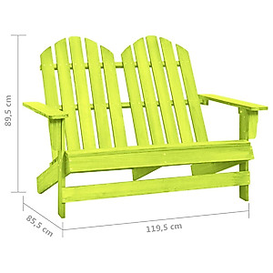 Tidyard 2-Seater Patio Adirondack Chair Solid Wood Fir Green Outdoor Fire Pit Chair Wooden Garden Armchair for Porch Pool Lawn Deck Backyard Balcony Outdoor