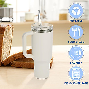 [12 Pcs] Replacement Glass Straws for Stanley - Compatible with Stanley 40 oz 30 oz Cup Tumbler,12" x 10mm Reusable Clear Glass Straw with 2 Cleaning Brush for Stanley Cup Accessories