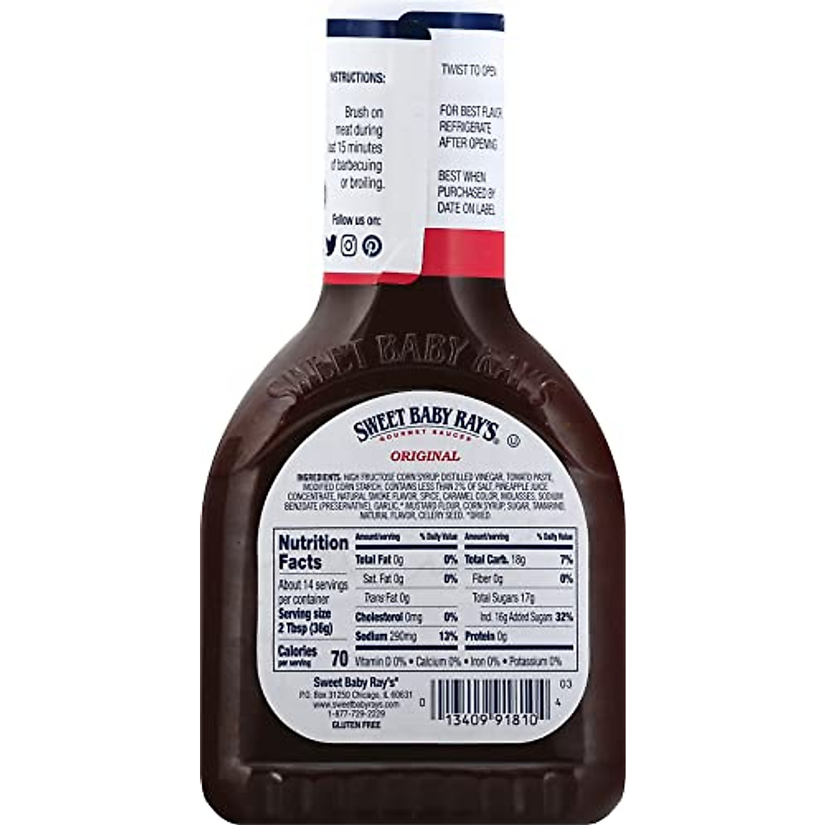 Sweet Baby Ray's Original Barbecue Sauce (18 Ounce, Pack of 2)