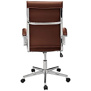 Amazon Basics High-Back Executive Swivel Office Desk Chair with Ribbed Puresoft Upholstery - Brick Red, Lumbar Support, Modern Style