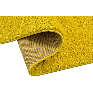 SOHO Shaggy Collection Solid Color Shag Area Rug Rugs 7 Color Options (Yellow, 8 x 10)