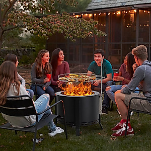 TITIMO Smokeless Fire Pit 19.5”inch Bonfire Low Smoke Stove 360°Rotating Grill pan with Removable Ash Pan Alloy Wood Burning Outdoor Fire Pit for Backyards and Camping Park Party BBQ Waterproof Bag