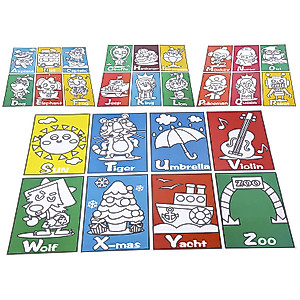 Sand Painting Art Kit with 26 Sheets of Various Alphabet A-Z Word Picture Cards & 12 Bottles of Colorful Sands, Preschool DIY Toys Educational Creative Activity Practice Craft Set for Kids