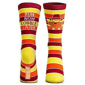 Gone For a Run Run Now Gobble Later | Running Woven Mid Calf Socks Thanksgiving Socks | Small