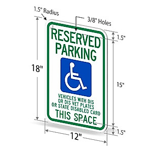 SmartSign "ADA Handicapped Reserved Parking" Sign | 12" x 18" 3M Engineer Grade Reflective Aluminum