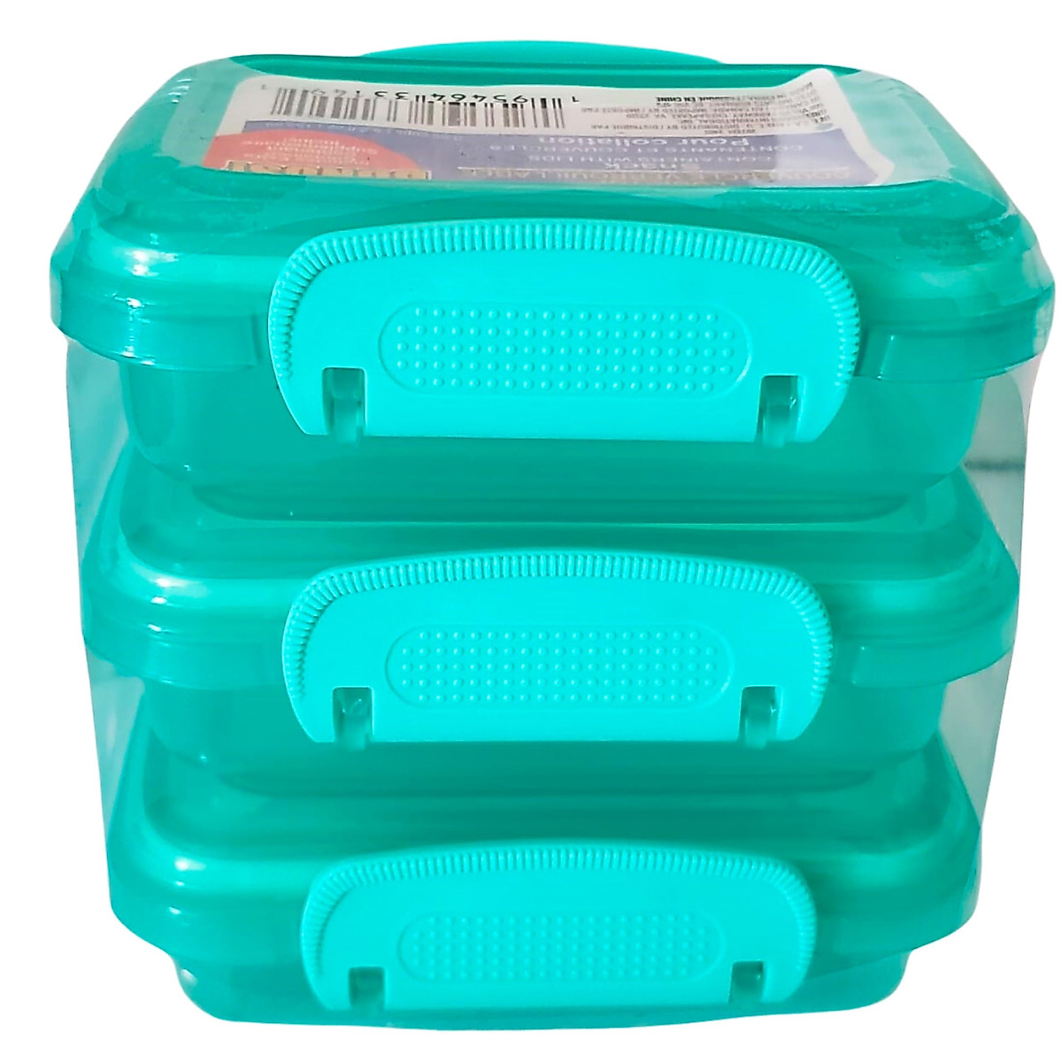 Generic TightSeal Translucent Food Containers with Clip-Lock Lids, 3Cts-Pack (Color May Vary) Food Freshness Organization Portability Meals on the Go Stackable Design Pack of 3 w/Bonus BFL Tote Bag