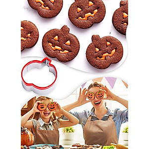 3Pcs Pumpkin Cookie Cutters 2.7" 3.3" 4", Halloween Cookie Cutter, Fall Thanksgiving Cookie Cutters, Biscuit Cutter Set, Coated with Soft PVC for Protection