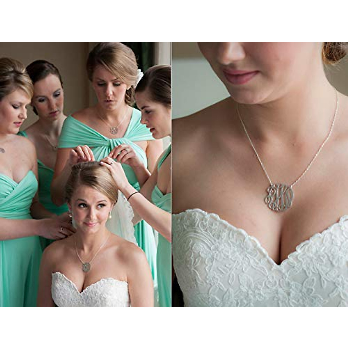 JOELLE JEWELRY Personalized Name Necklace Monogram Initial Sterling Silver-Customized Pendant with Your Initials