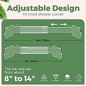 ENONCI RV Accessories for Inside Clear, Camper Must Haves, Shower Corner Storage Bar with 2 Razor Hanger, Adjustable Acrylic for Corner Shelves Length 8-14 inches Applicable for Most RV Camper