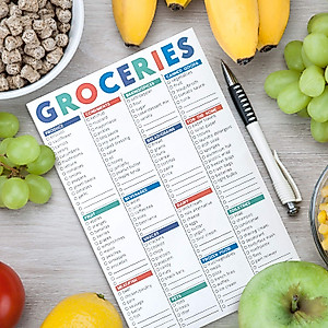 Sweetzer & Orange FastCheck Grocery List Magnet Pad for Fridge. 6x9” Magnetic Notepad with Printed Shopping List Items and Blank Grocery Shopping Spaces. 60 Page Notepad Weekly Planner