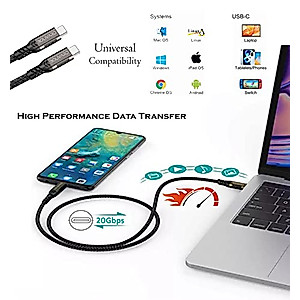 Bolivard USB C to USB C (3.2 Gen) (0.7ft) (100W, 20V, 5A) PD Fast Charging, (20Gbps) Data Transfer, (4K) Video Output, for Charging iPhone 15 Models & Devices with USB-C Input, Black