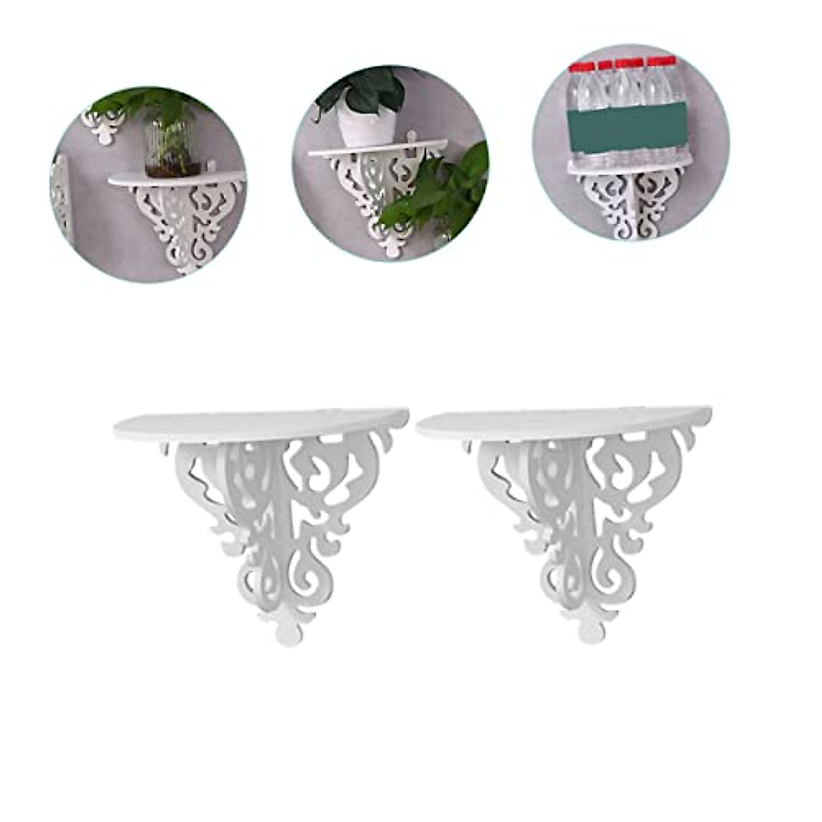 Cabilock 4 pcs Shelf for Art Flower Bracket Household Decor Hanging Nursery Decorative Carving Wall-Mounted Stand Modern Floating Pot Bedroom Office Wall Plant Retro Decoration Flowerpot