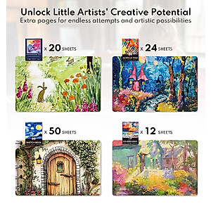 194 Piece Deluxe Art Set, Painting Drawing Art Supplies with 4 Drawing Pads, Acrylic Paints, Crayons, Colored Pencils Set in Wooden Case, Art Kit Gift Box for Kids, Teens, Adults, Artists, Beginners