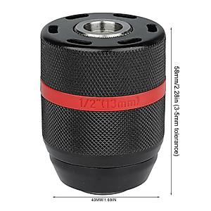 Fafeicy 1 PCS Keyless Hand Drill Chuck, 1/2-20UNF Mount 2~13mm Self-tighten Drill Chuck Fit for Multiple Purposes