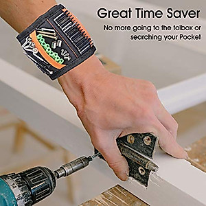 Magnetic Wristband, Best DIY Gifts for Men Dad, Tools for Men Magnetic Tool Wristband with Powerful Magnets, Carpenter Men Gadgets Gifts Wrist Tool Holder for Holding Screws, Nails, Drill Bits Unique