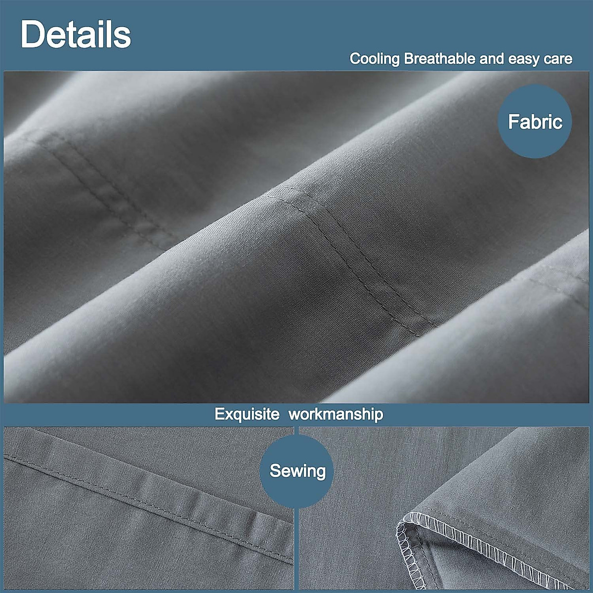 WhatsBedding Body Pillow Cover Cotton Fabric, Long Pillowcase Breathable & Skin-Friendly, Envelope Closure - Grey (21x54 inch)