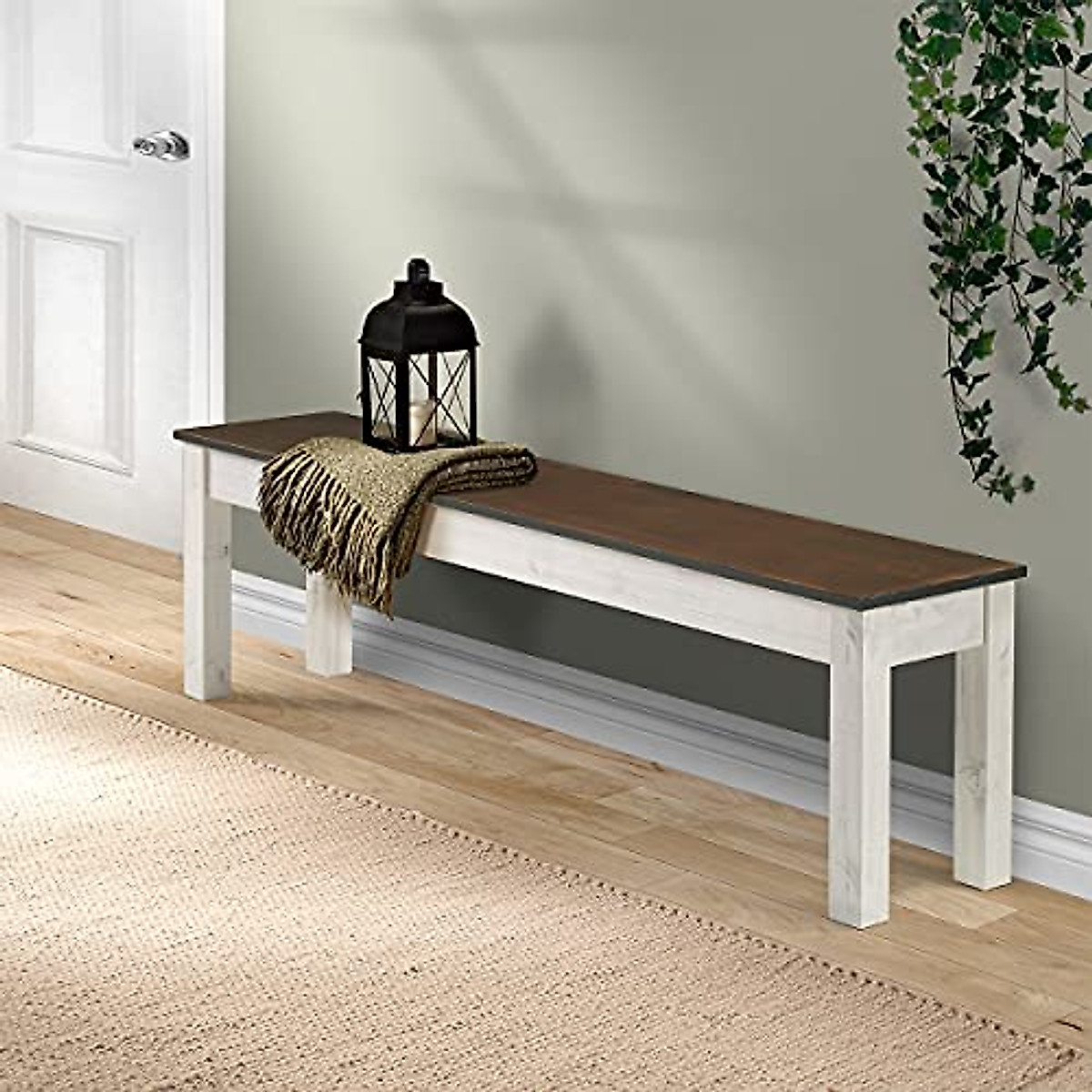 Furniture Dash Wood Bench White Distressed