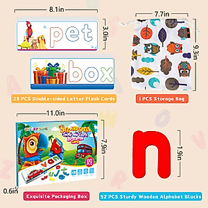 SpringFlower See & Spell Matching Letter Game for Preschool Kindergarten Kids,Learning Educational Toy,Toddler Learning Activities,CVC Word Builders for 3 4 5 6 Years Old Boys and Girls,80Pcs