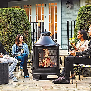 JinKeHong Cast Iron Wood Burning Stove, Wood Cook Stove with Large Firebox with Rain Cover, 3-Speed Adjustable Cast Iron Grill, for Outdoor Patio Home Garden Business