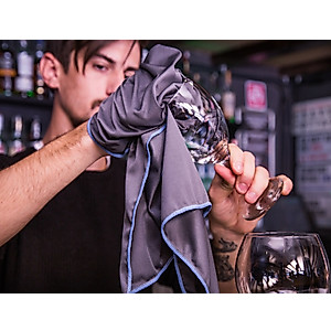 Trendy Bartender Toast to Perfection Microfiber Glass Polishing Lint-Free Cloth for Spotless Shine and a Residue-Free Finish - Pack of 2-25x20 inch - Grey