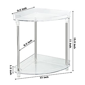 CGBE 2-Tier Corner Counter Shelf Bathroom Countertop Organizer Clear Storage Vanity Tray for Storing Makeup Cosmetics, Toiletries, Facial Wipes, Tissues