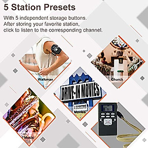 Retekess PR13 Portable FM Radio, Pocket FM Radio Receiver, AAA Battery Powered Personal Mini Stereo Radio with Earphone and Lock Key for Walking, Jogging, Mowing, Church, Tour Guide (Gray)