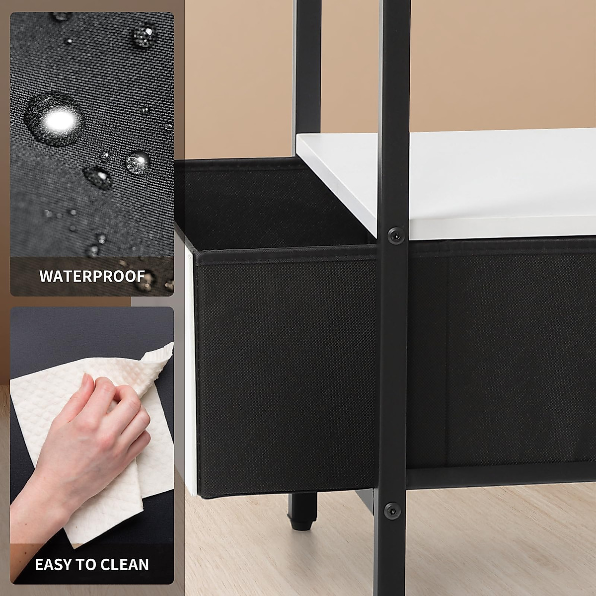 GORZING Nightstand with Charging Station, Small End Table, Narrow Side Table with Drawer, Rustic Bedside Tables for Bedroom, Living Room, White