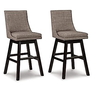Signature Design by Ashley Tallenger 30" Upholstered Swivel Pub Height Barstool, Set of 2, Light Gray
