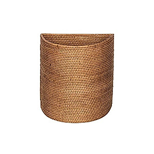 KOUBOO 1030082, Honey Brown Handwoven Half-Moon Rattan Waste Basket