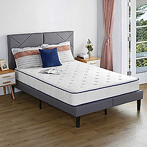PrimaSleep 9inch Hybrid Tight Top Spring Mattress King Size-Blue Piping,CertiPUR-US,Gel Memory Foam,Tight Top
